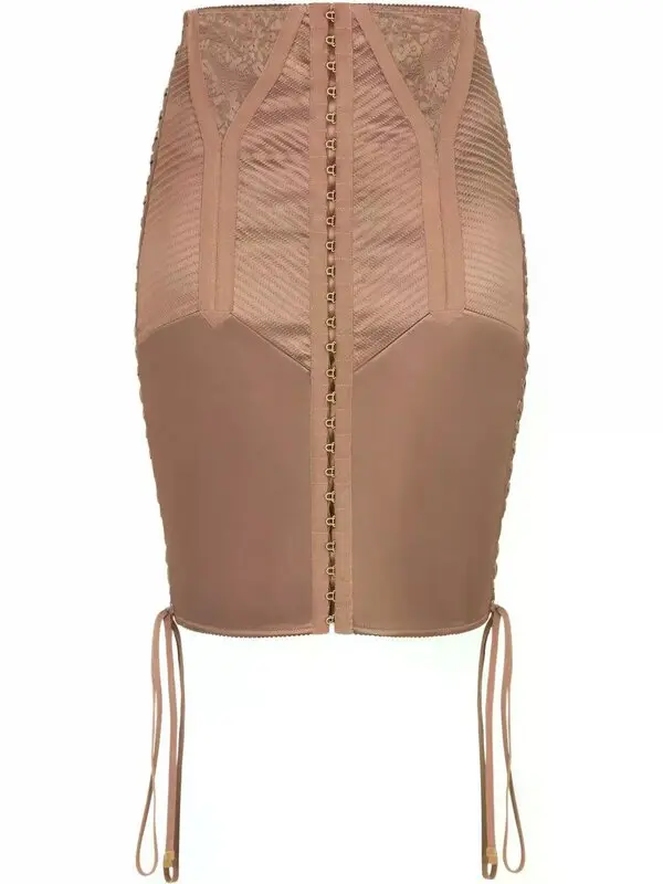 Dolce & Gabbana Lace-up Satin Miniskirt - Brown