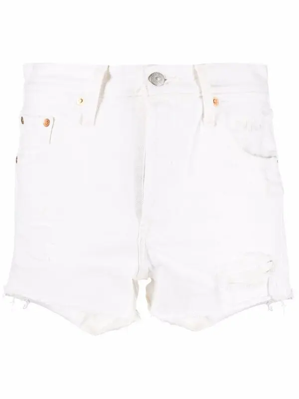 LEVI'S 501 Distressed Denim Shorts - White