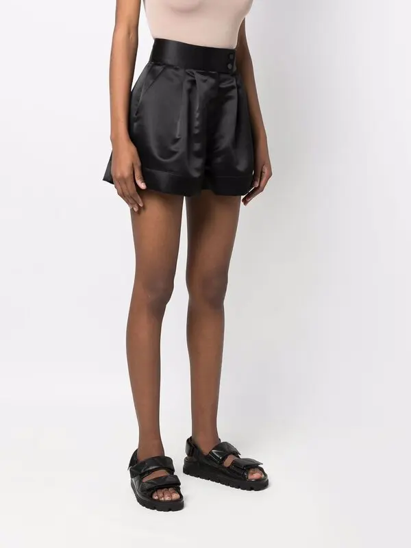 STYLAND High-waisted Satin Shorts - Black