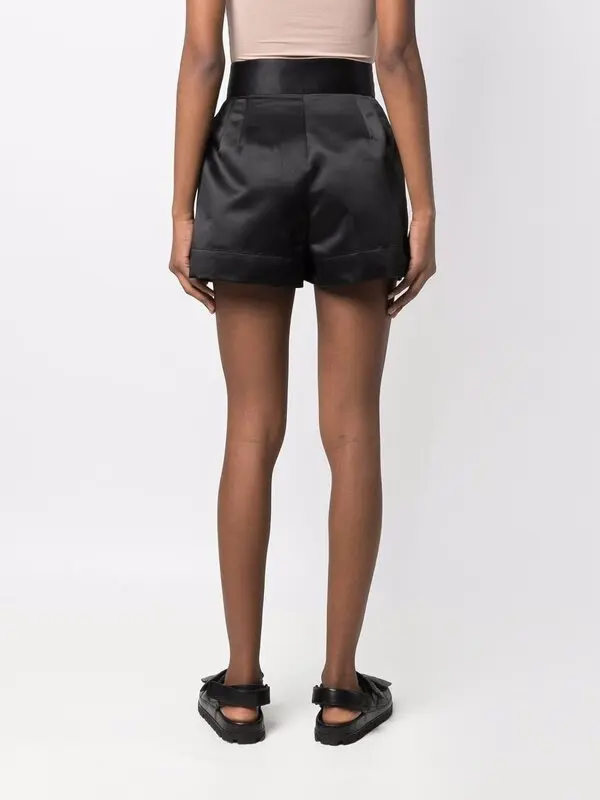 STYLAND High-waisted Satin Shorts - Black