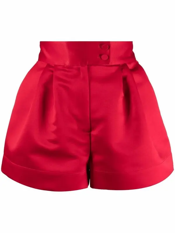 STYLAND High-waisted Satin Shorts - Red