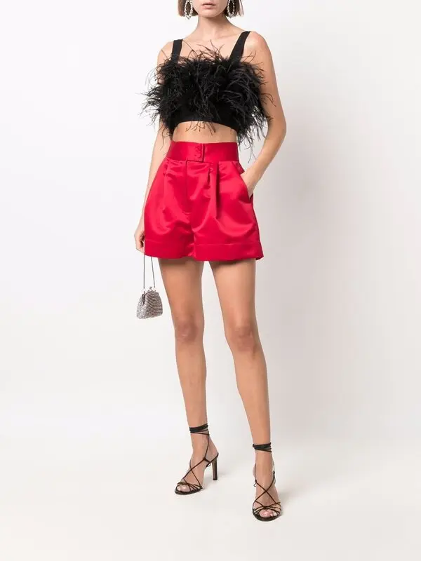 STYLAND High-waisted Satin Shorts - Red