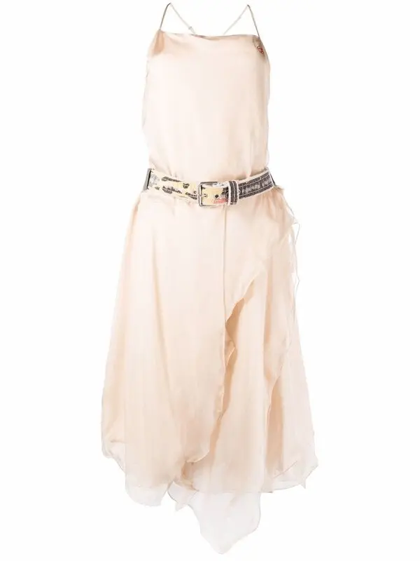 DIESEL® D-claes Asymmetric Silk Dress - Neutrals