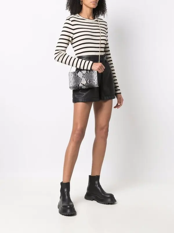 Moschino Logo Plaque Snakeskin Print Crossbody