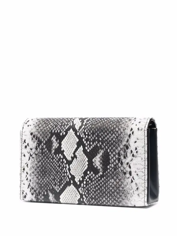 Moschino Logo Plaque Snakeskin Print Crossbody