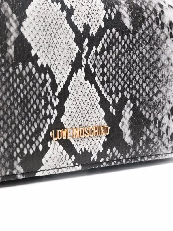 Moschino Logo Plaque Snakeskin Print Crossbody