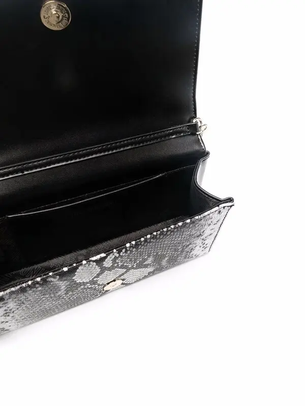 Moschino Logo Plaque Snakeskin Print Crossbody