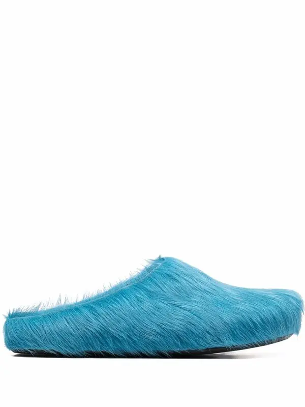 Marni Fussbet Sabot Calf-hair Mules - Blue