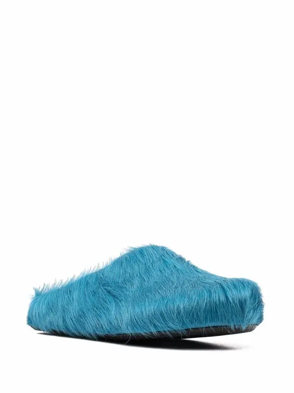 Marni Fussbet Sabot Calf-hair Mules - Blue
