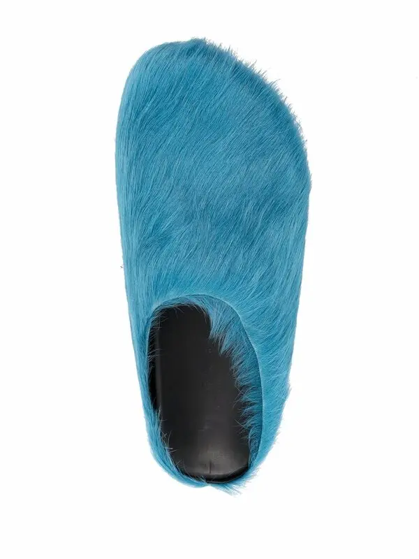 Marni Fussbet Sabot Calf-hair Mules - Blue