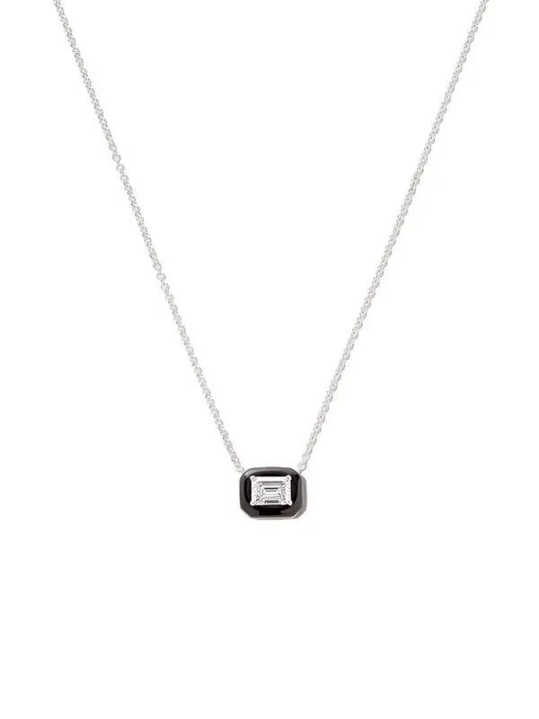 Nikos Koulis 18kt White Gold Diamond And Enamel Necklace - Silver