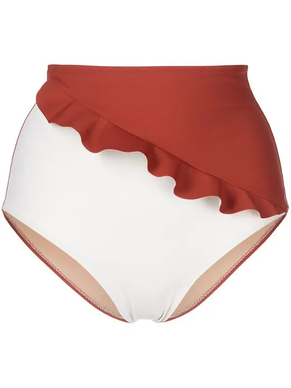 Evarae Ruffle-trim Bikini Bottoms - Brown