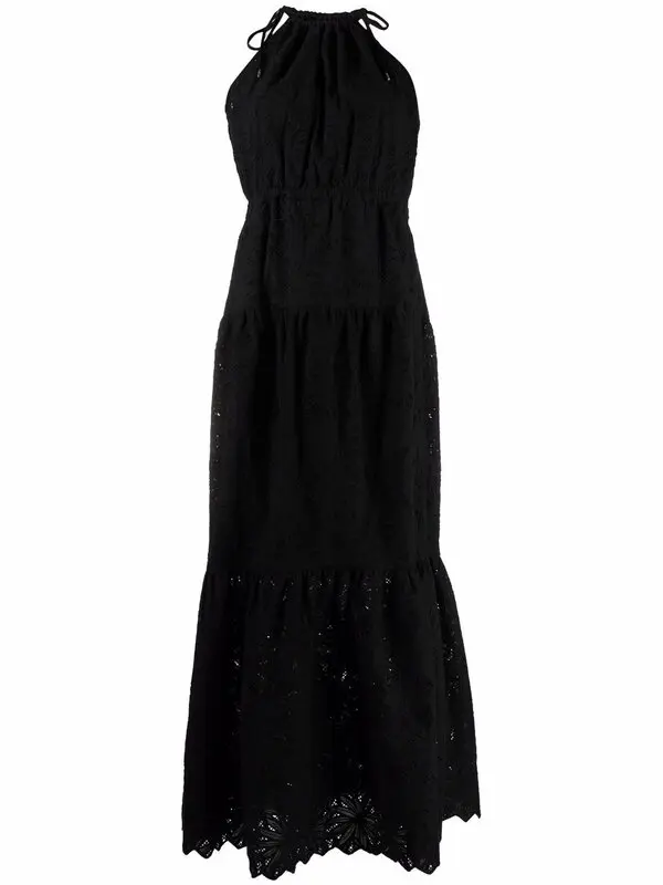 Michael Kors Embroidered Cotton Maxi Dress In Black 40% Off