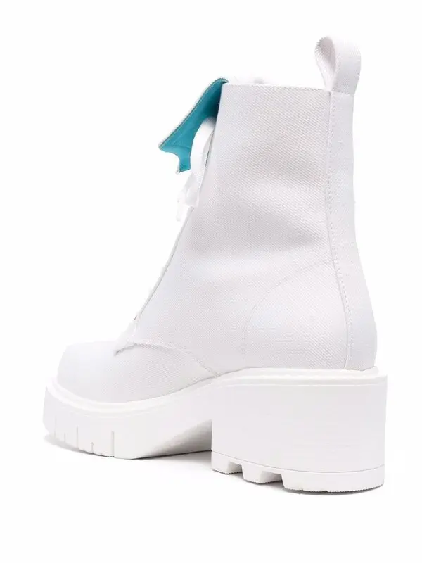CHIARA FERRAGNI Logo-embossed Lace-up Boots - White