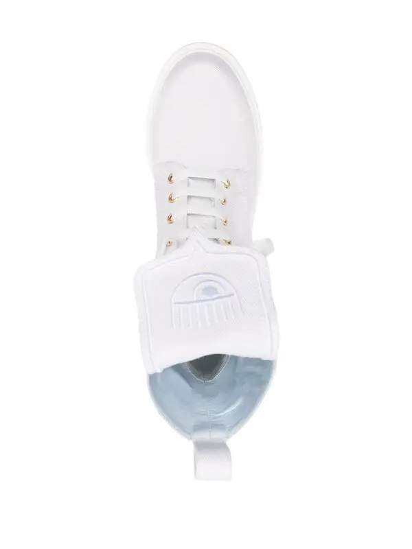 CHIARA FERRAGNI Logo-embossed Lace-up Boots - White