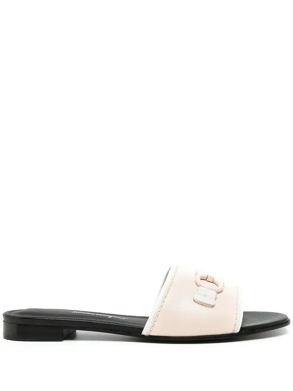 FERRAGAMO Rhodes Gancini-logo Sandals - Black