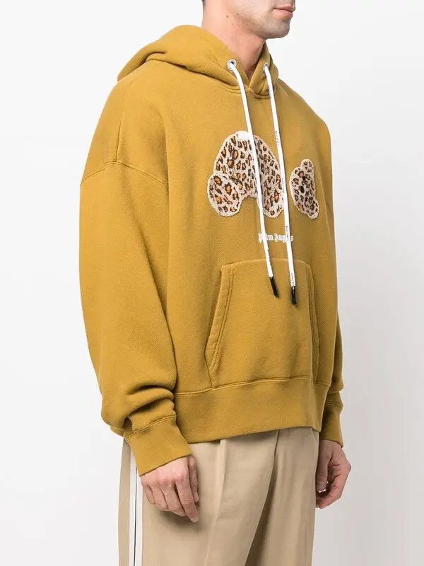 Palm Angels Leopard Bear Drawstring Hoodie