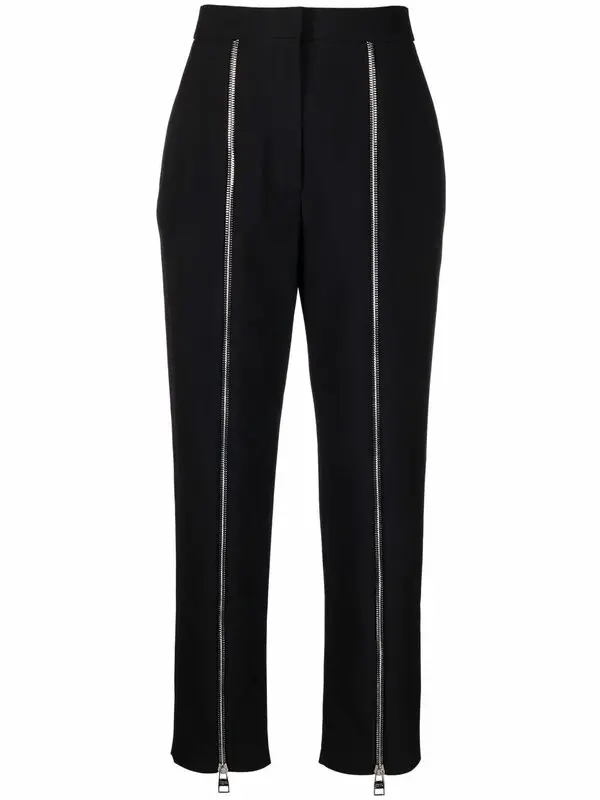 Alexander McQueen Zip-detail High-waisted Trousers - Black