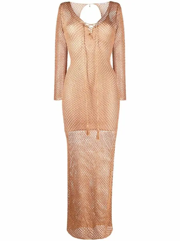 Patrizia Pepe Abito Effetto Rete Knitted Dress In Gold - 30% Off |  Editorialist