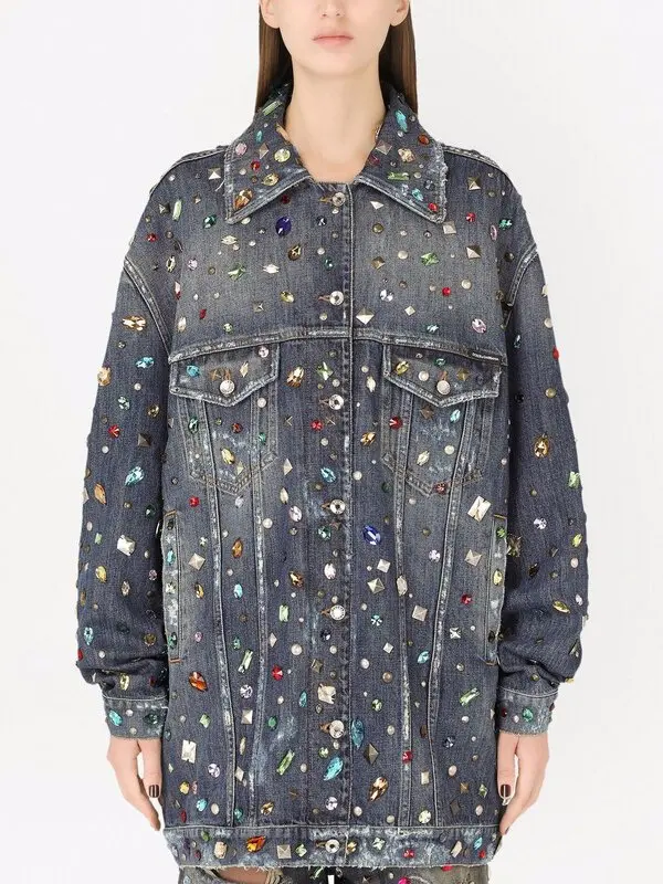 Dolce & Gabbana Rhinestone-embellished Denim Jacket