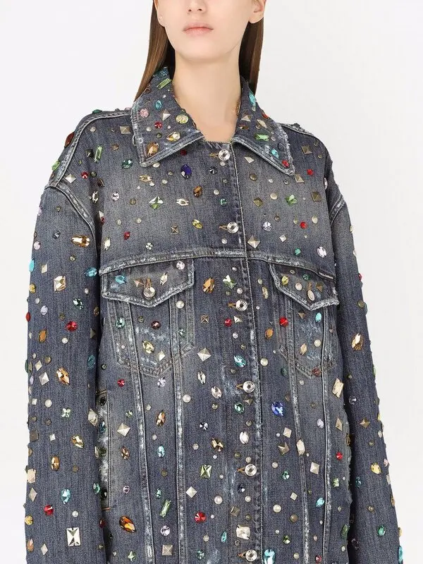 Dolce & Gabbana Rhinestone-embellished Denim Jacket