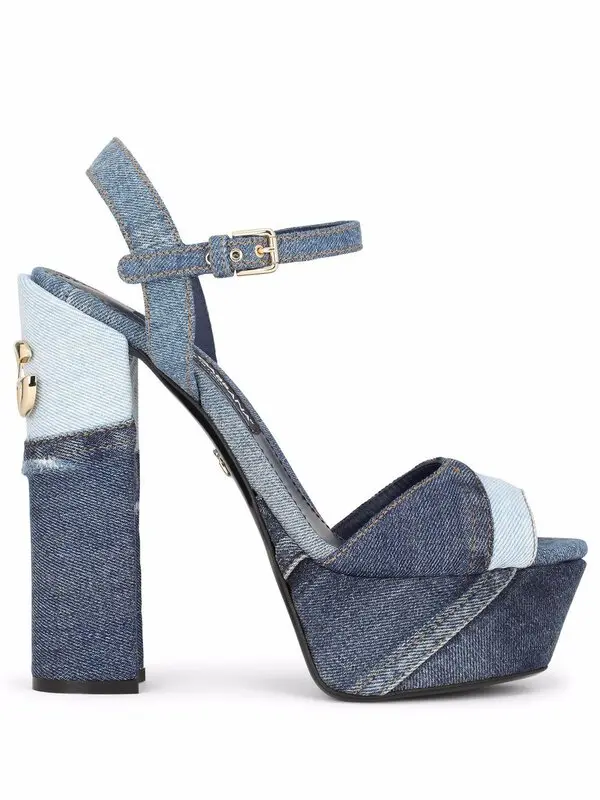 Dolce & Gabbana 145mm Patchwork-denim Platform Sandals