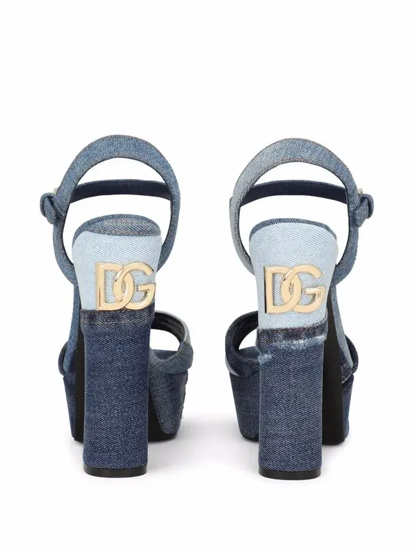 Dolce & Gabbana 145mm Patchwork-denim Platform Sandals