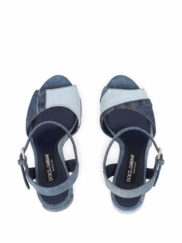 Dolce & Gabbana 145mm Patchwork-denim Platform Sandals