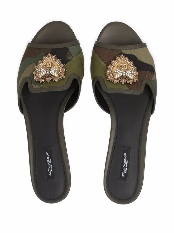 Dolce & Gabbana Taormina Devotion Heart Slide Sandals In  display picture 1