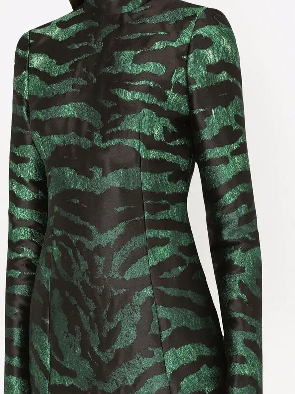 Dolce & Gabbana Tiger Print Jacquard Long-sleeve Dress
