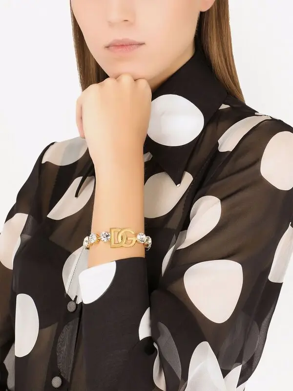 Dolce & Gabbana Dg Logo Crystal Embellished Bracelet