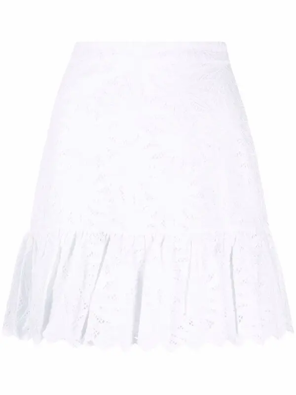 Michael Kors Floral-lace Cotton Skirt - White