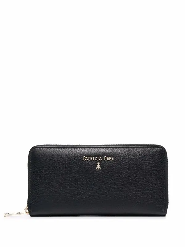 Patrizia Pepe Pebble-leather Continental Wallet - Black