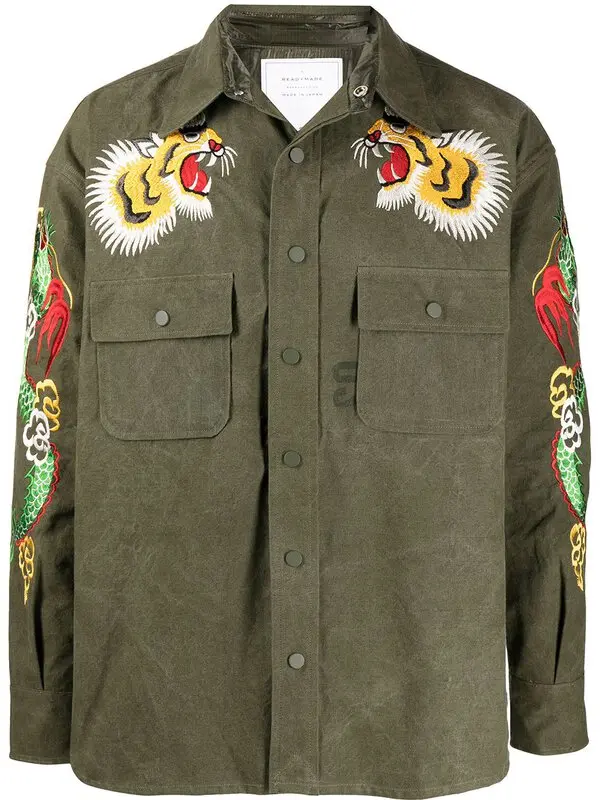 Readymade Embroidered Shirt Jacket - Green
