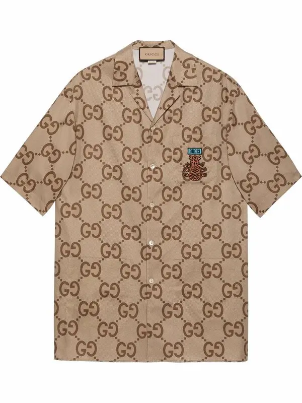 Gucci Pineapple Gg Canvas Bowling Shirt