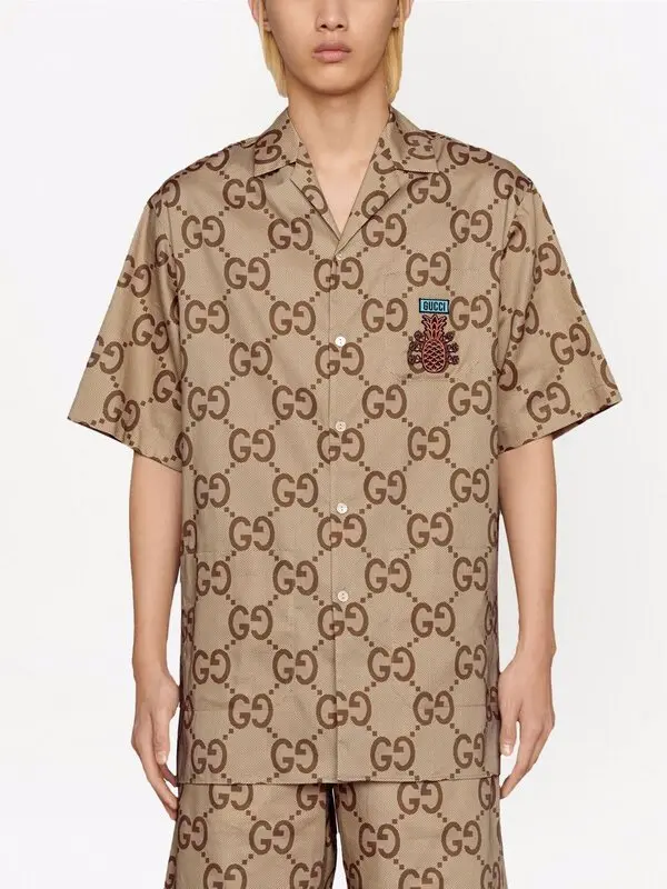 Gucci Pineapple Gg Canvas Bowling Shirt