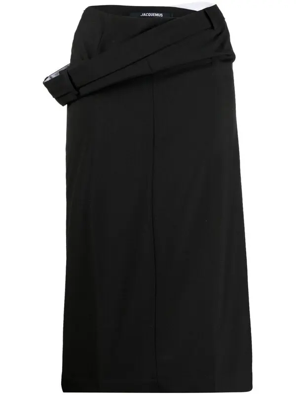 Jacquemus Vela Draped Pencil Skirt - Black