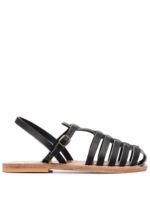 K.JACQUES Leather Open-toe Sandals - Black