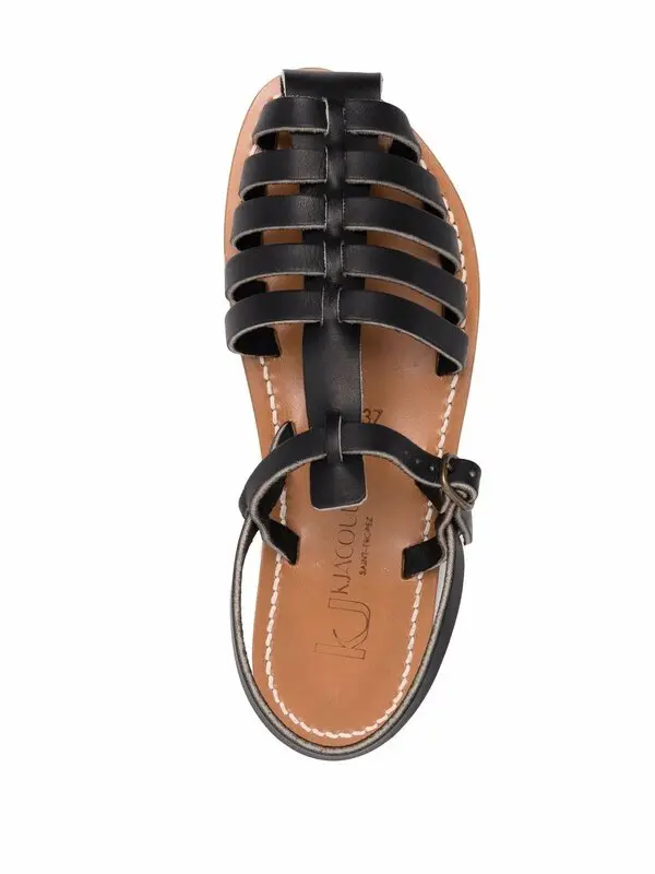 K.JACQUES Leather Open-toe Sandals - Black