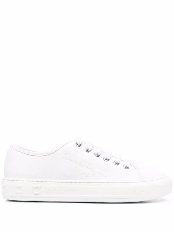 FERRAGAMO Embossed-logo Low-top Sneakers - White