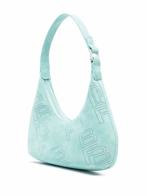 By Far Amber Perforated Logo Shoulder Bag - Blue