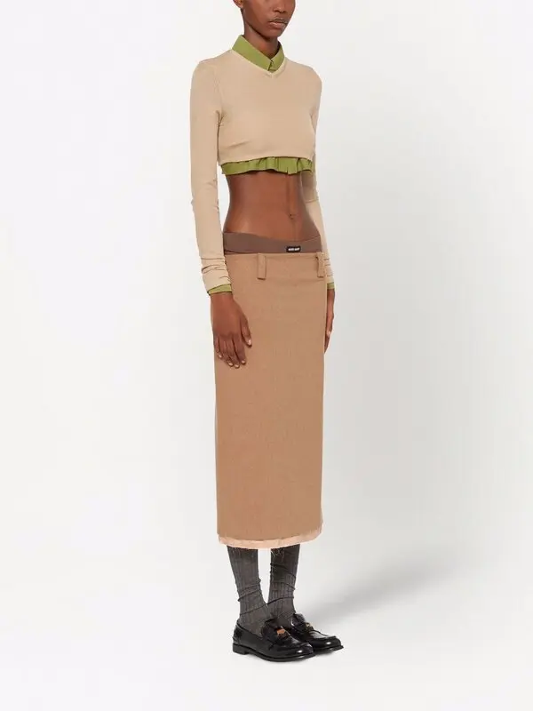 Miu Miu Camel Hair Pencil Skirt - Brown | Editorialist