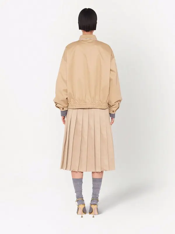 Miu Miu Oversized Cotton Blouson Jacket - Neutrals