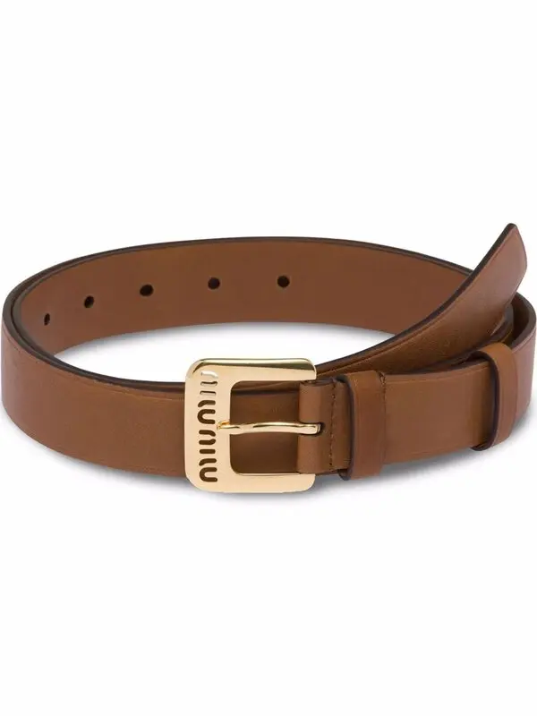 Miu Miu Cut-out Logo Leather Belt - Brown