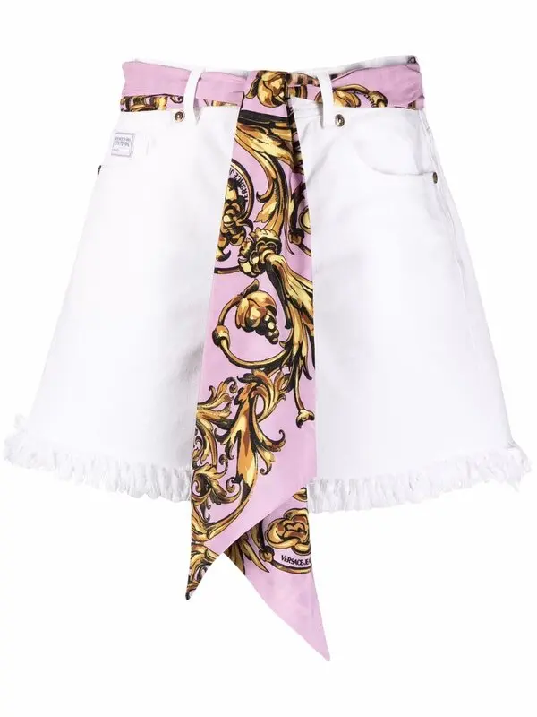 Versace Scarf Belt Shorts - White