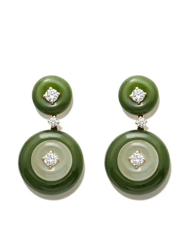 Fernando Jorge 18kt Yellow Jade And Diamond Drop Earrings - Gold