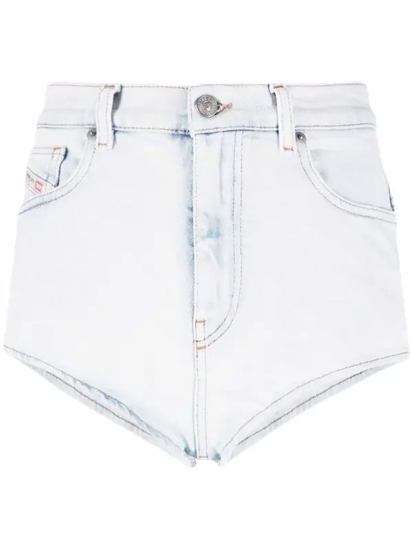 DIESEL® High-rise Denim Mini Shorts - Blue