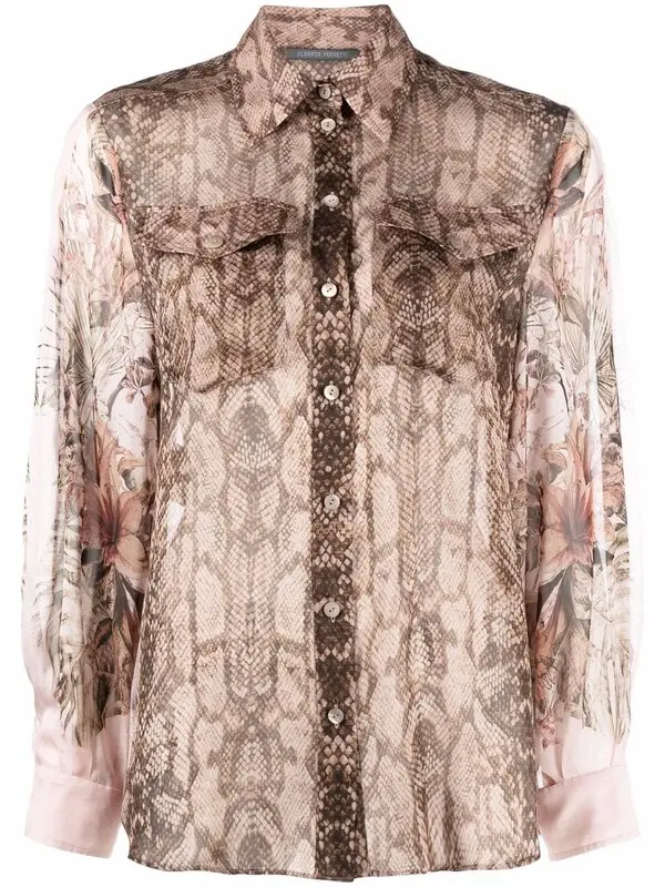 Alberta Ferretti Snake-print Silk Shirt