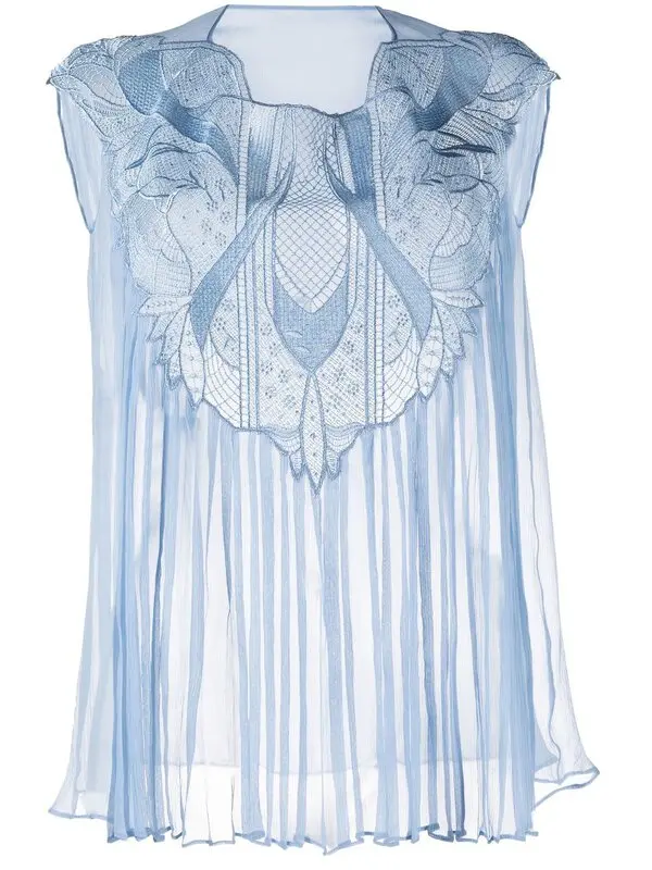 Alberta Ferretti Lace-embellished Silk Top