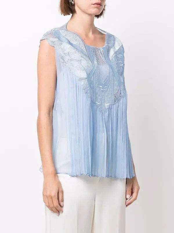 Alberta Ferretti Lace-embellished Silk Top